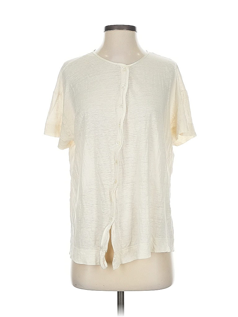 Hanro of Switzerland 100% Linen Ivory Short Sleeve Blouse Size XS - 83% ...
