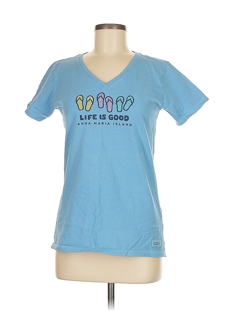 Life Is Good 100% Cotton Blue Short Sleeve T-Shirt Size M - 53% off ...