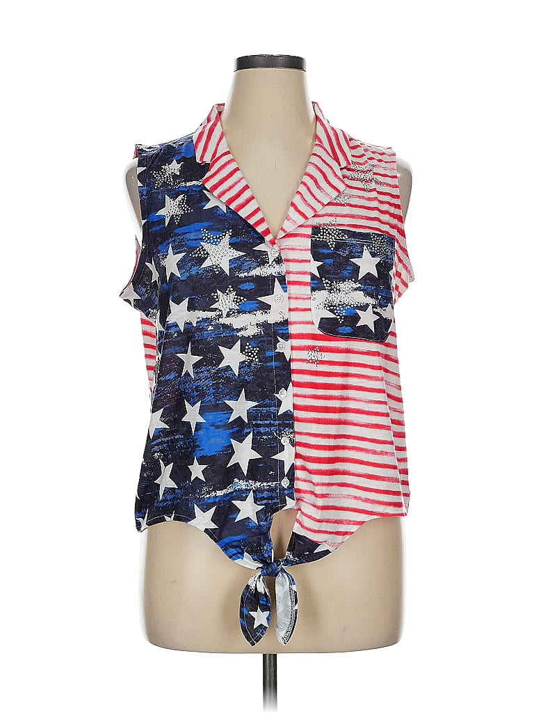 Juniper + Lime Blue Sleeveless Button-Down Shirt Size XL - 56% off ...