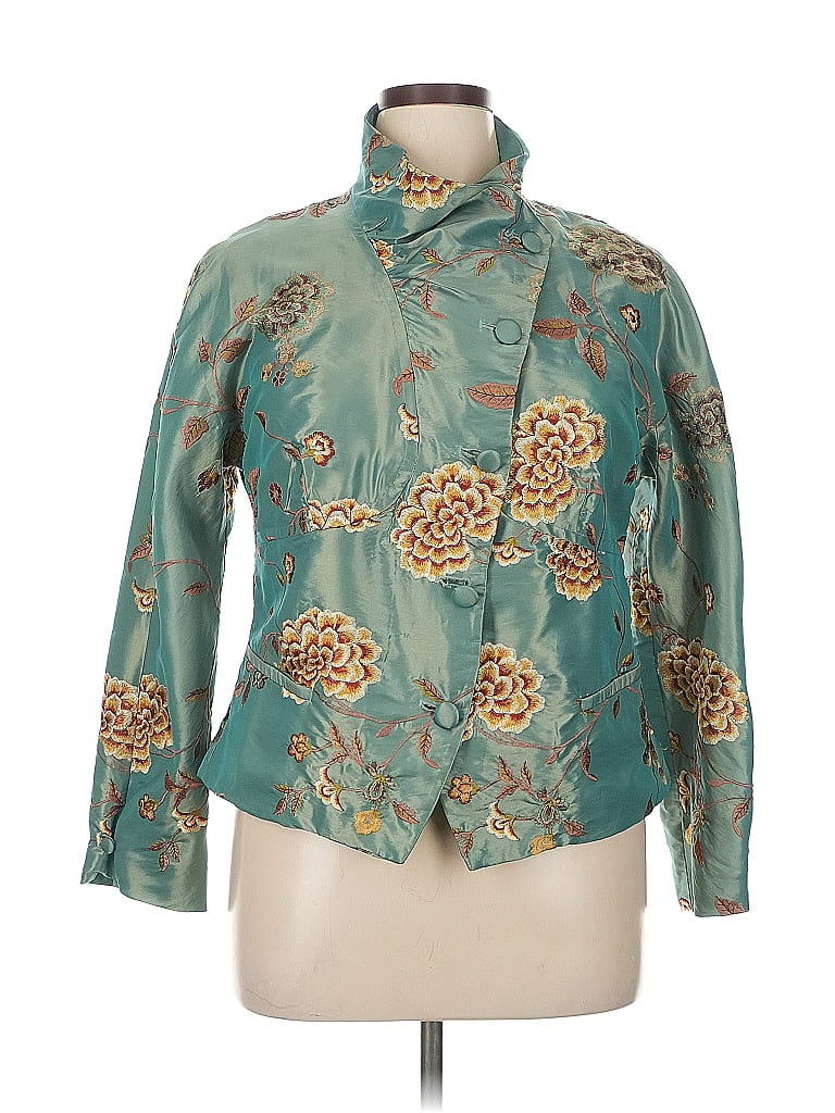 Samuel Dong Floral Teal Jacket Size XL - 80% off | ThredUp