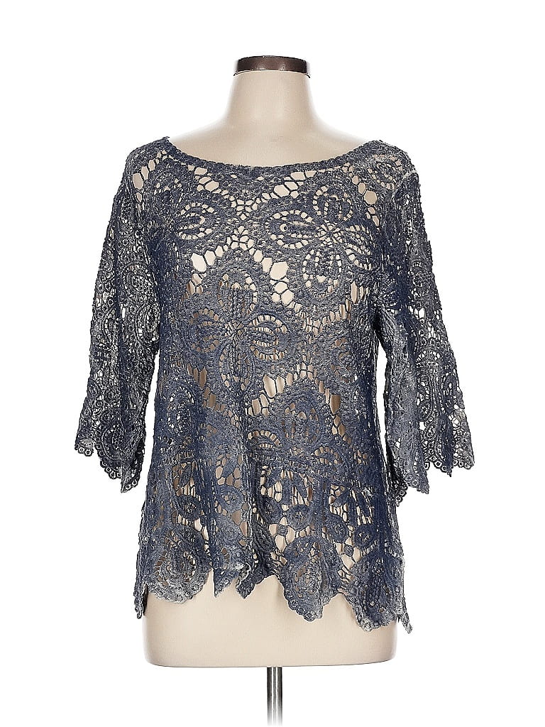 Indigo Thread Co. 100% Cotton Gray 3/4 Sleeve Blouse Size L - 72% off ...