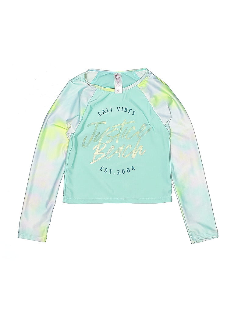 Justice 100% Recycled Polyester Green Rash Guard Size S (big kids) - 44 ...