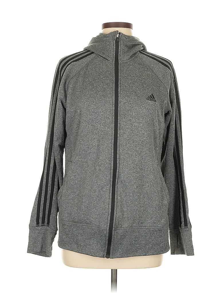 Adidas 100% Polyester Gray Track Jacket Size L - 70% off | ThredUp
