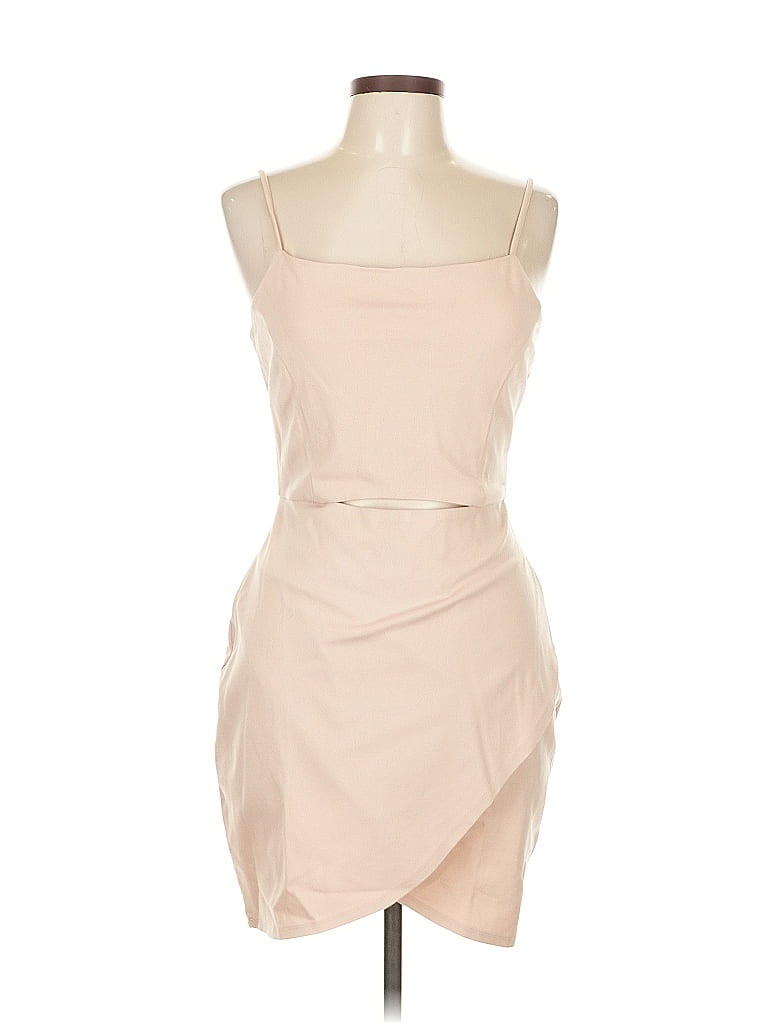 Socialite Solid Tan Cocktail Dress Size L - 45% off | ThredUp
