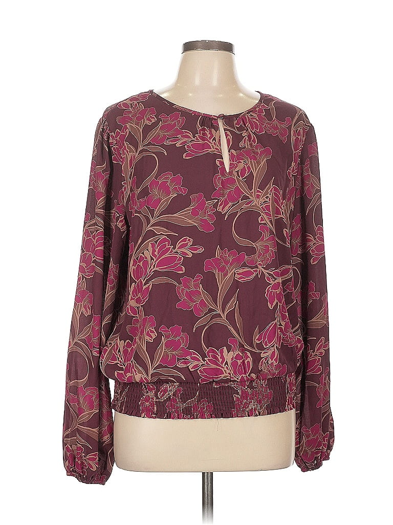 Nine Britton 100% Polyester Burgundy Long Sleeve Blouse Size L - 68% off | ThredUp