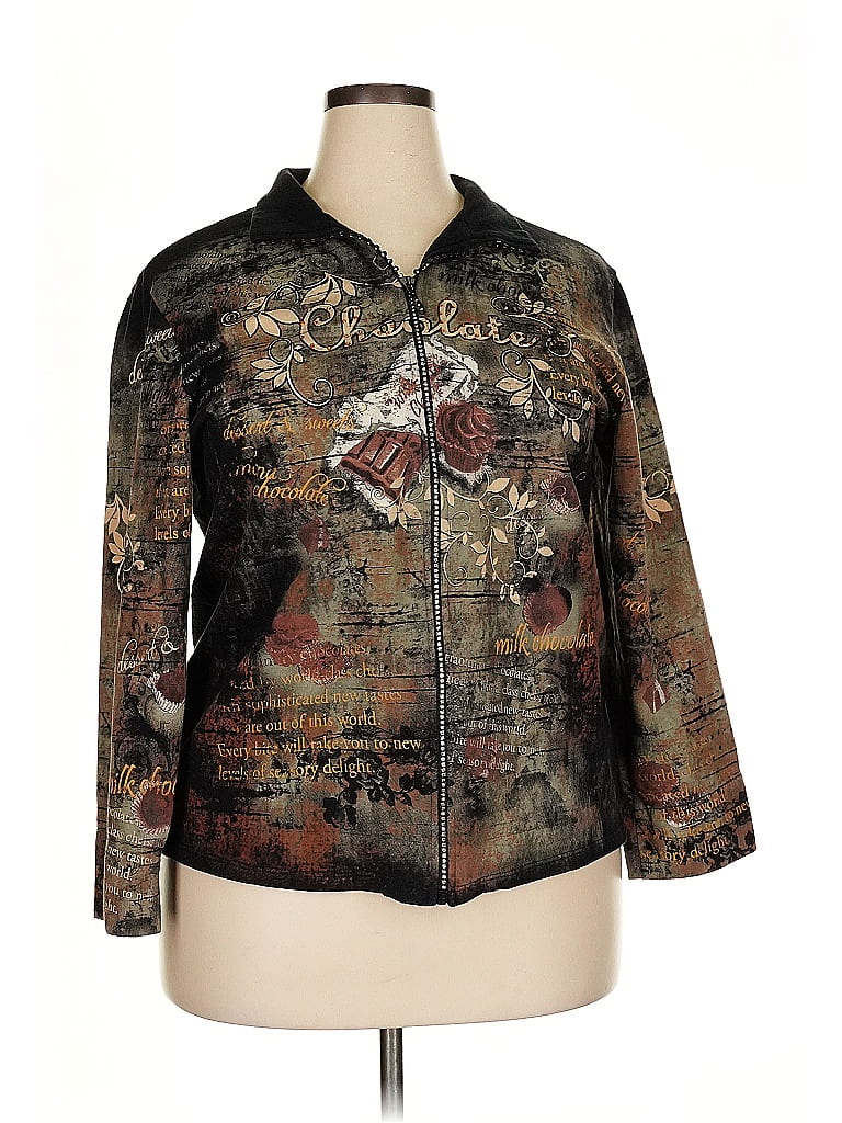 Jess & Jane 100% Cotton Print Brown Black Jacket Size 2X - 61% off ...