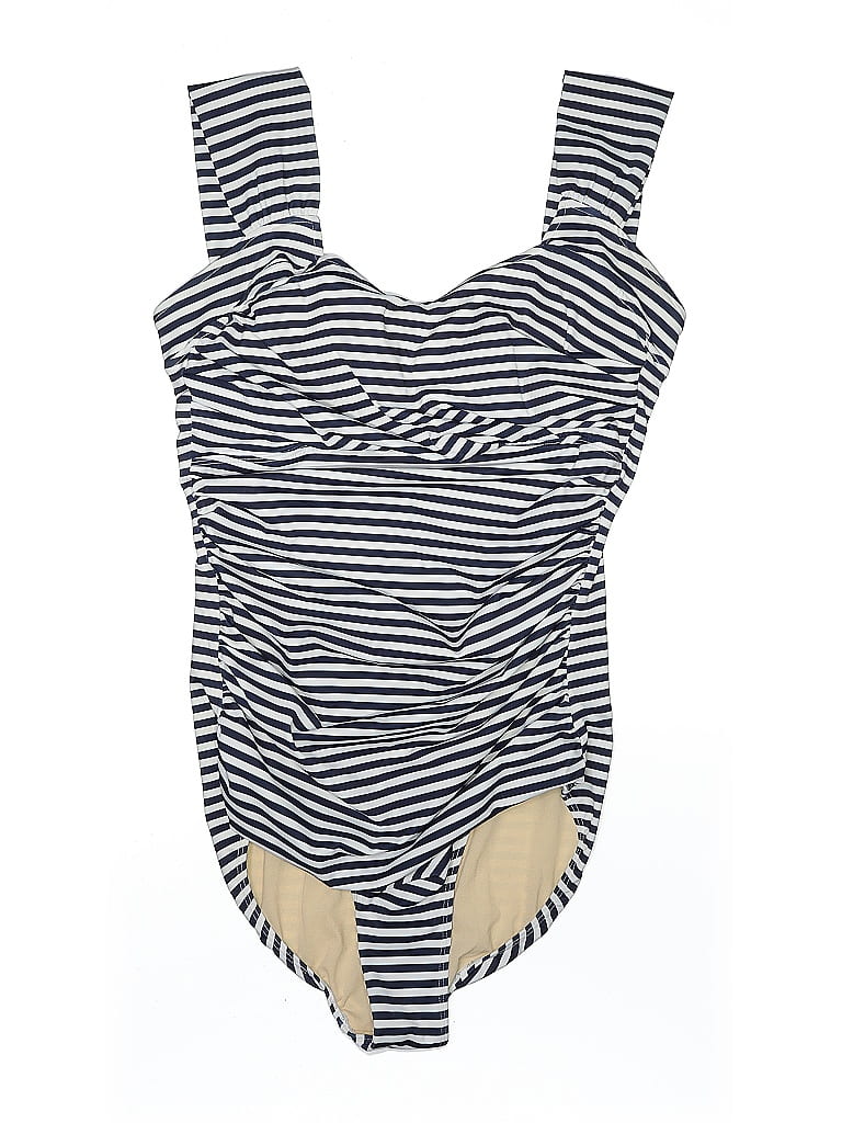 Albion Stripes Ivory Blue One Piece Swimsuit Size L - 51% off | ThredUp