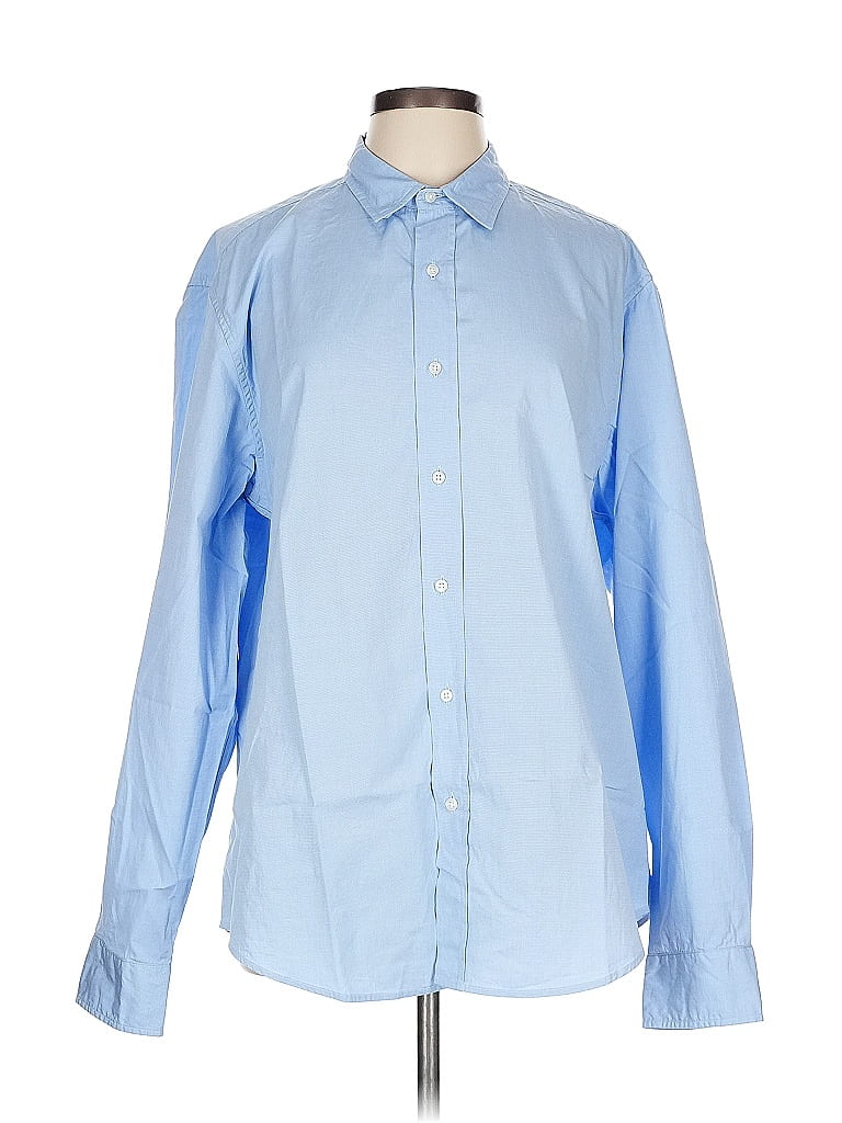 Frank & Eileen 100% Cotton Solid Blue Long Sleeve Button-Down Shirt Size L - 74% off | ThredUp
