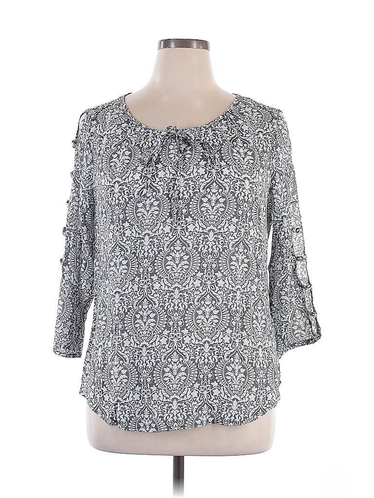Fred David Gray 3/4 Sleeve Blouse Size XL - 48% off | ThredUp