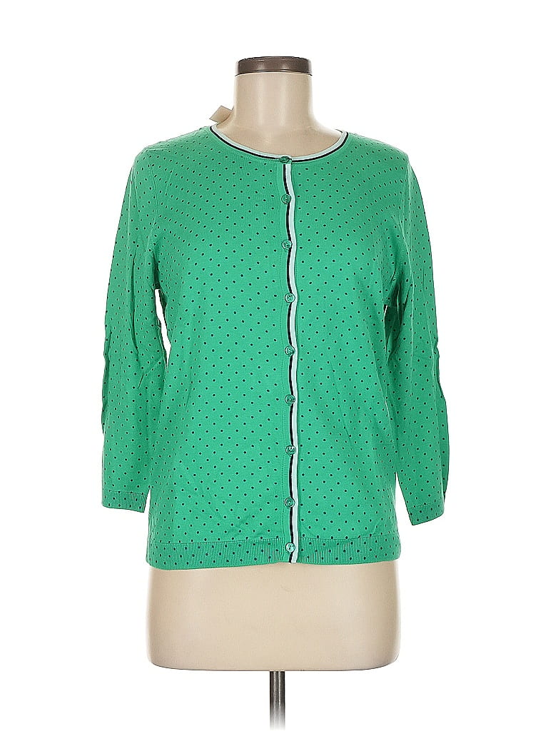Talbots Outlet Polka Dots Green Cardigan Size M - 53% off | ThredUp