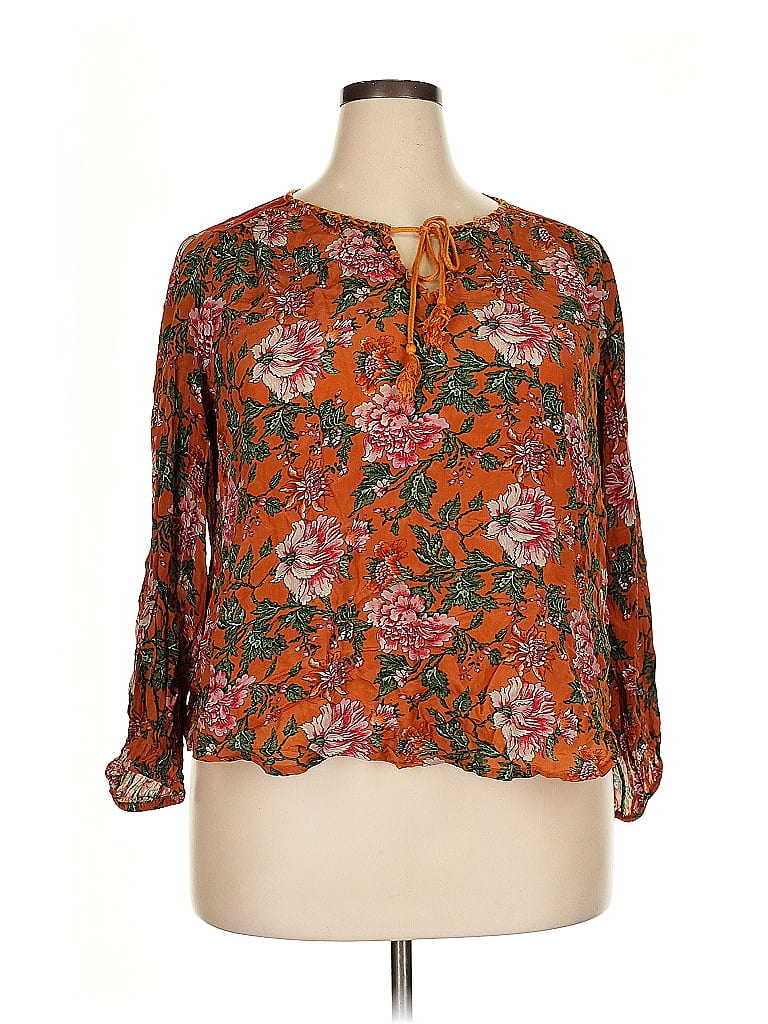 Tolani Orange 3/4 Sleeve T-Shirt Size 2X - 73% off | ThredUp