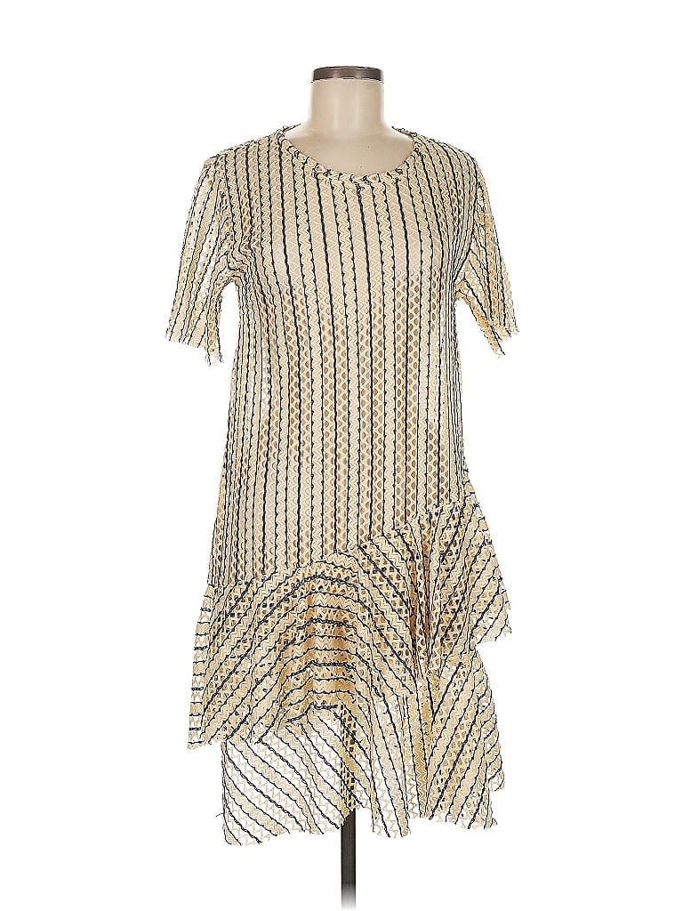 Zara W&B Collection Chevron-herringbone Gold Cocktail Dress Size M - 50 ...
