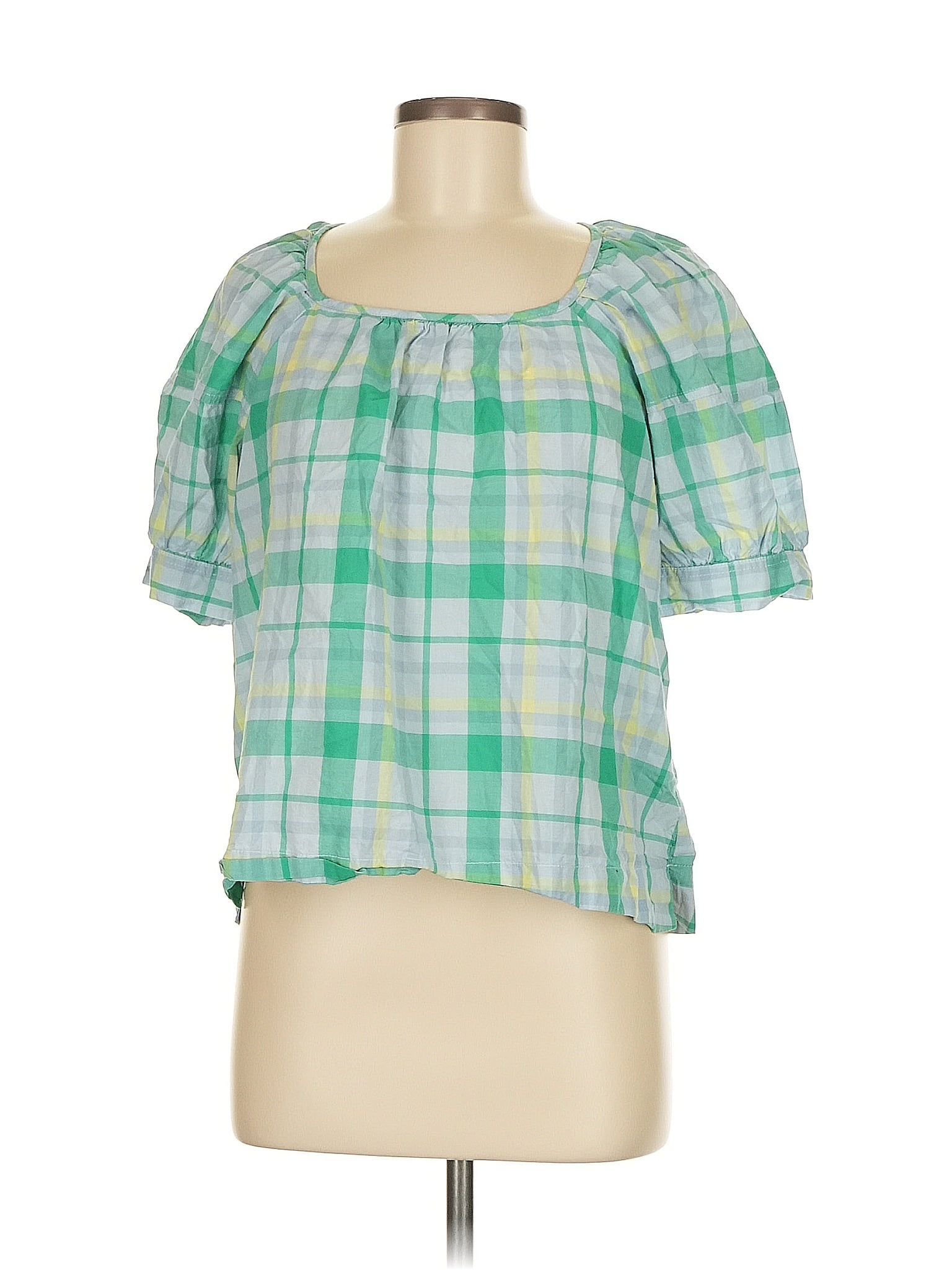 Free Assembly 100% Cotton Green Short Sleeve Blouse Size M - 41% off ...