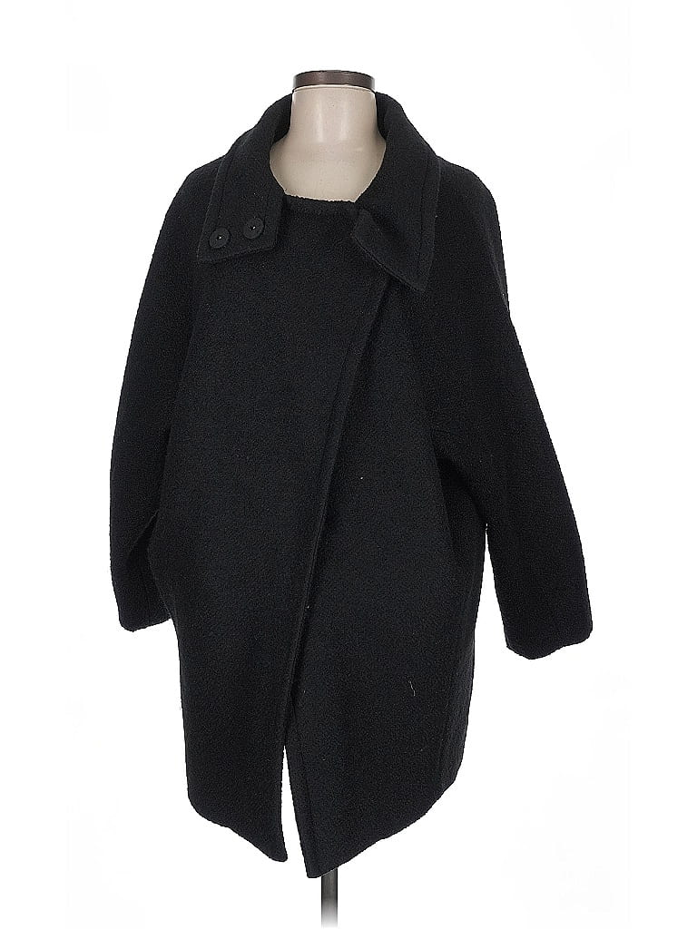 Aijek Solid Black Coat Size M - 75% off | ThredUp