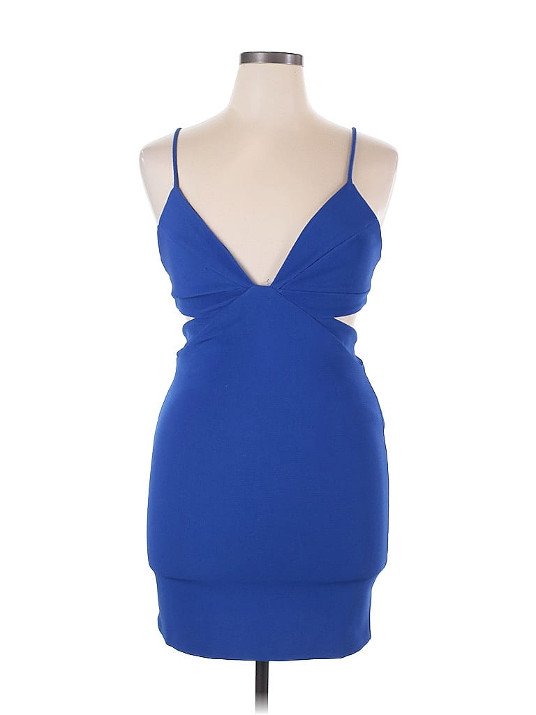 Bebe Solid Blue Cocktail Dress Size L - 73% off | ThredUp