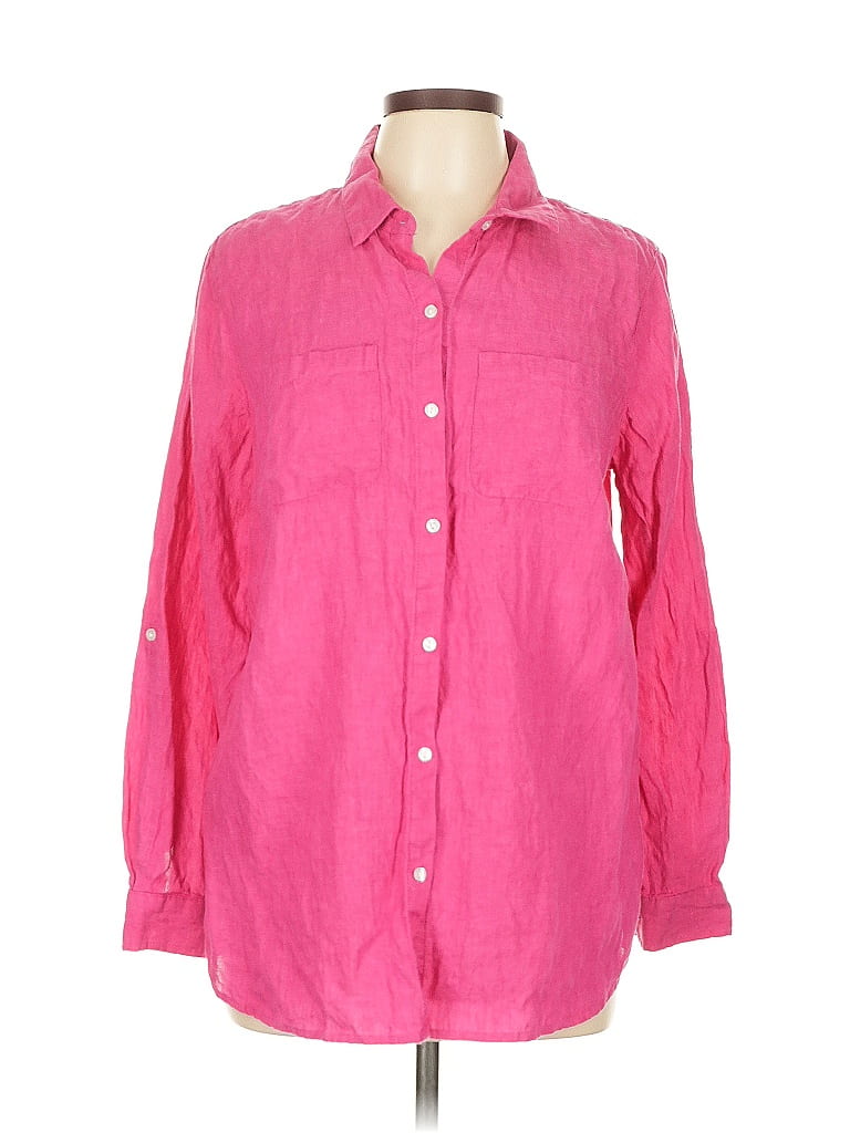 Charter Club 100% Linen Pink Long Sleeve Button-Down Shirt Size L - 57% off | ThredUp