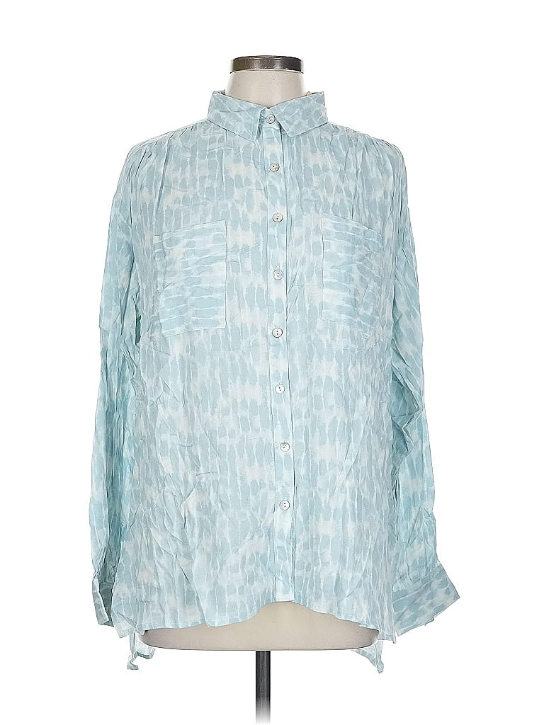 Doe & Rae 100% Rayon Blue Long Sleeve Blouse Size L - 72% off | ThredUp