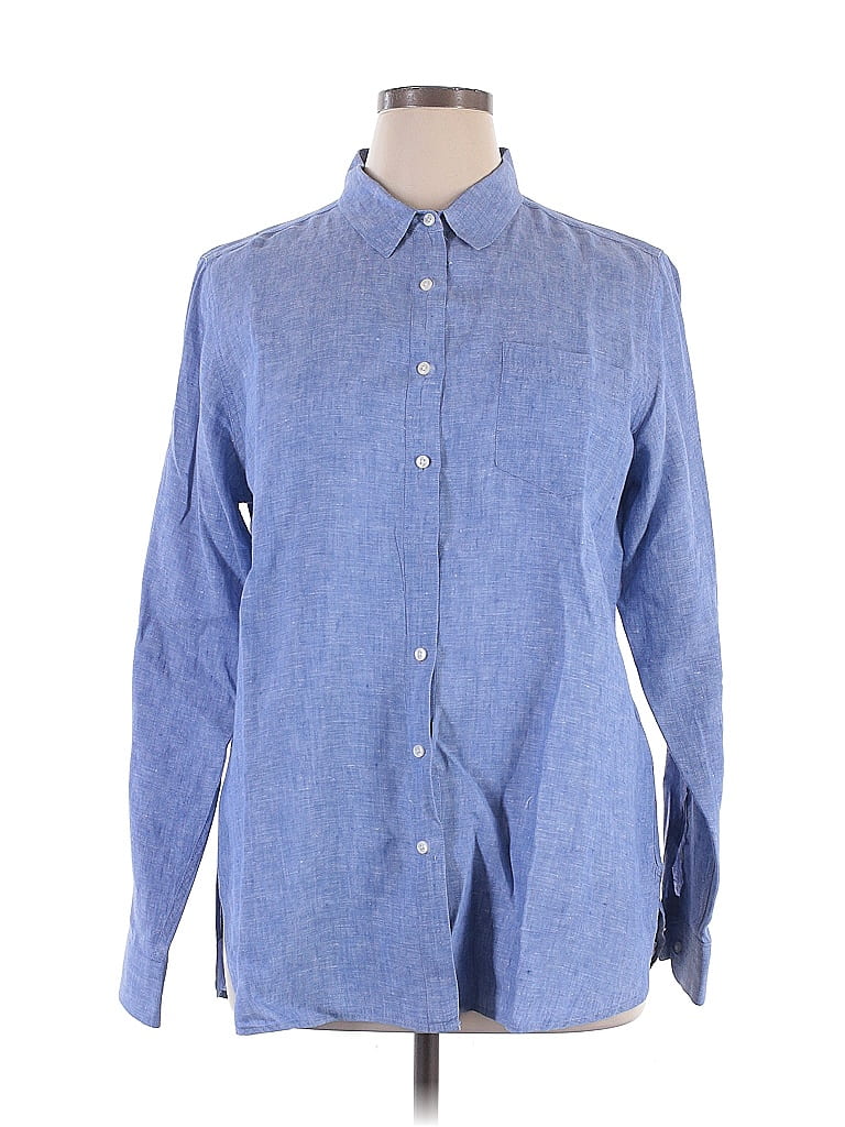 L.L.Bean 100% Linen Blue Long Sleeve Button-Down Shirt Size XL - 58% off | ThredUp