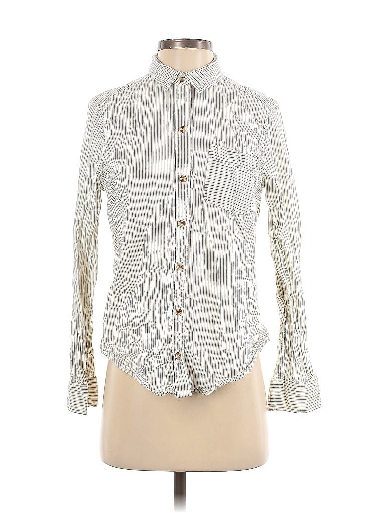 Abercrombie & Fitch 100% Cotton Stripes Ivory Long Sleeve Button-Down Shirt Size S - 68% off ...