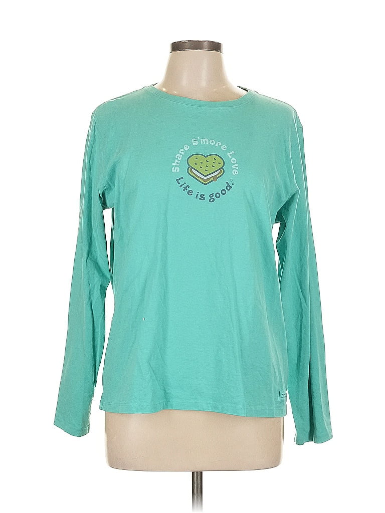 Life Is Good 100% Cotton Green Long Sleeve T-Shirt Size L - 37% off ...