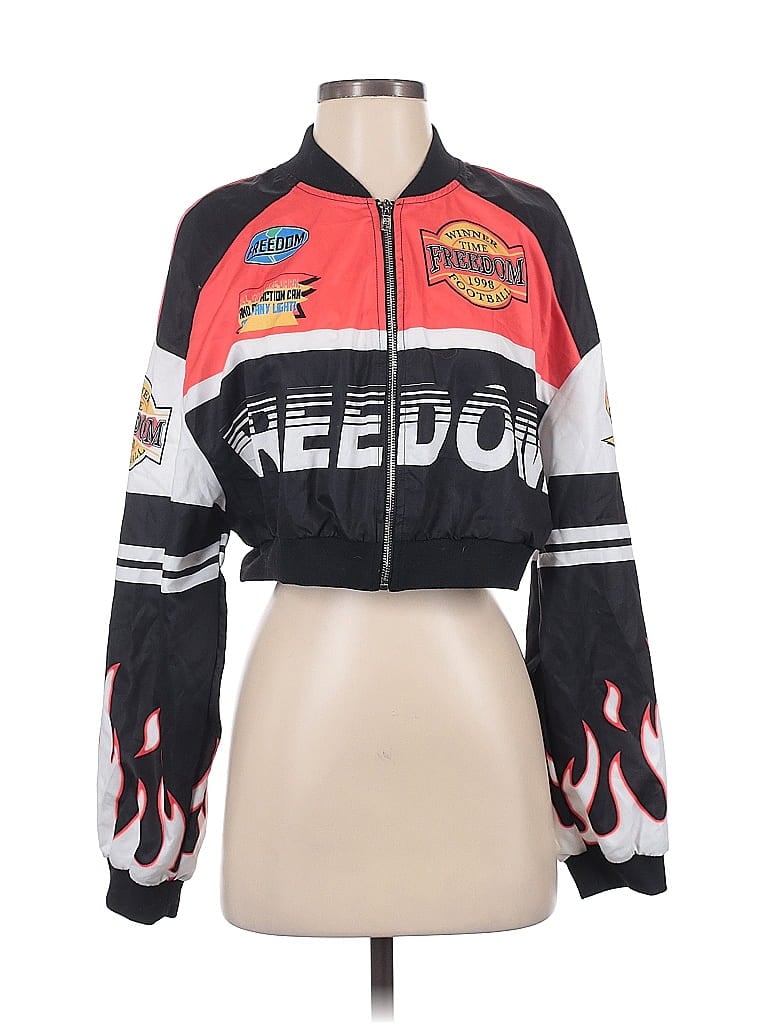 Shein 100% Polyester Graphic Black Track Jacket Size 8 - 57% off | ThredUp