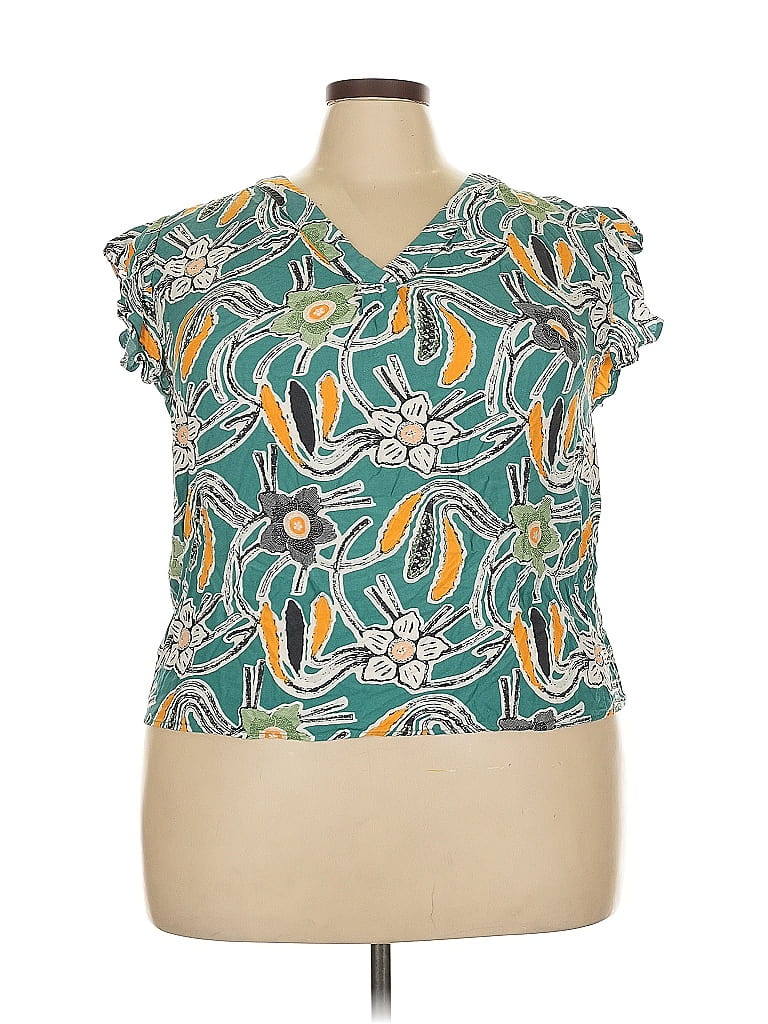 Jones New York 100% Rayon Teal Short Sleeve Top Size 2X - 68% off | ThredUp