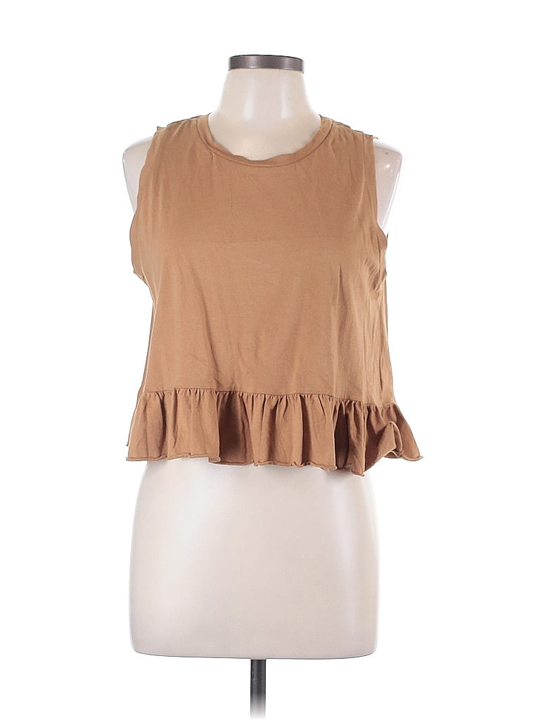 Wild Fable 100% Cotton Brown Sleeveless Top Size L - 0% off | ThredUp