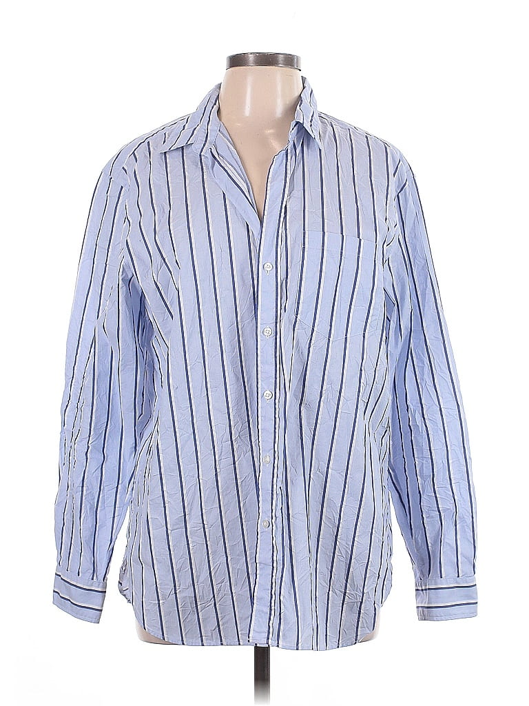 Frank & Eileen 100% Cotton Stripes Blue Long Sleeve Button-Down Shirt Size L - 72% off | ThredUp