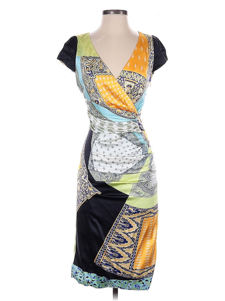 ETRO Graphic Blue Orange Cocktail Dress Size EU (IT) 40 / US 4 - 84% ...