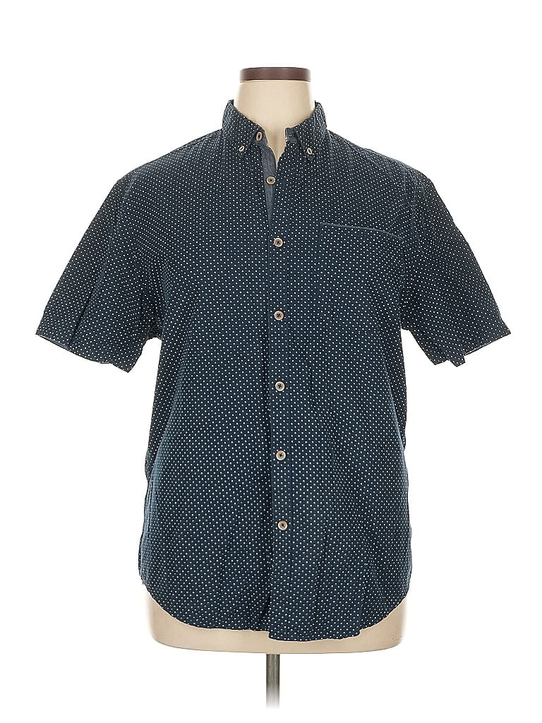 Cactus Man Ricky Singh 100% Cotton Polka Dots Blue Short Sleeve Button ...