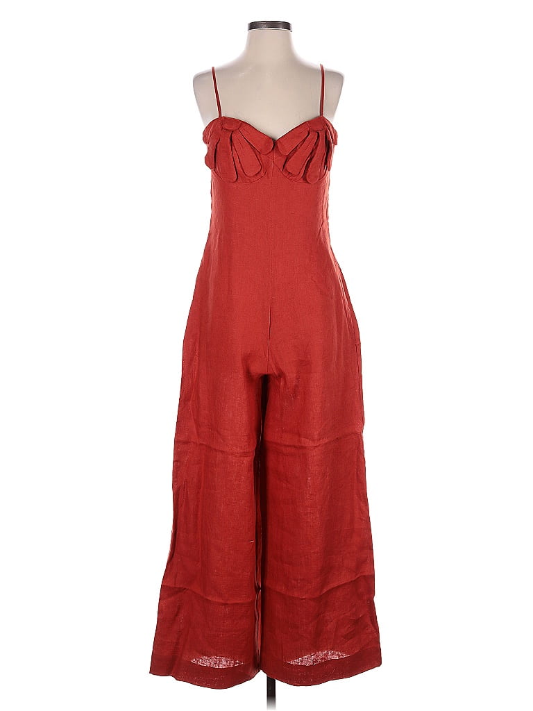 FARM Rio 100% Flax Hearts Red Jumpsuit Size M - 36% off | ThredUp