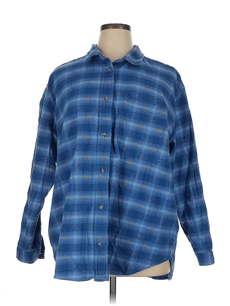 Eddie Bauer 100% Cotton Plaid Blue Long Sleeve Button-Down Shirt Size XL - 88% off | ThredUp