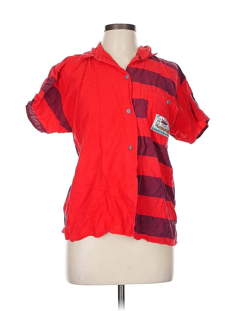 Assorted Brands 100% Cotton Color Block Red Short Sleeve Button-Down ...