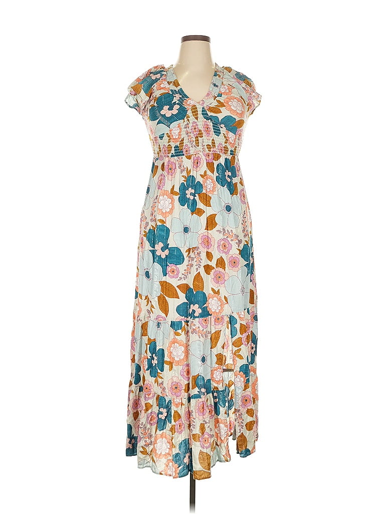 Angie 100% Rayon Floral Ivory Casual Dress Size XL - 63% off | ThredUp