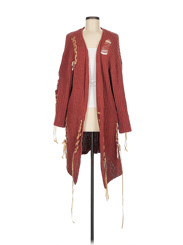 Pol 100% Polyester Burgundy Cardigan Size M - 60% off | ThredUp