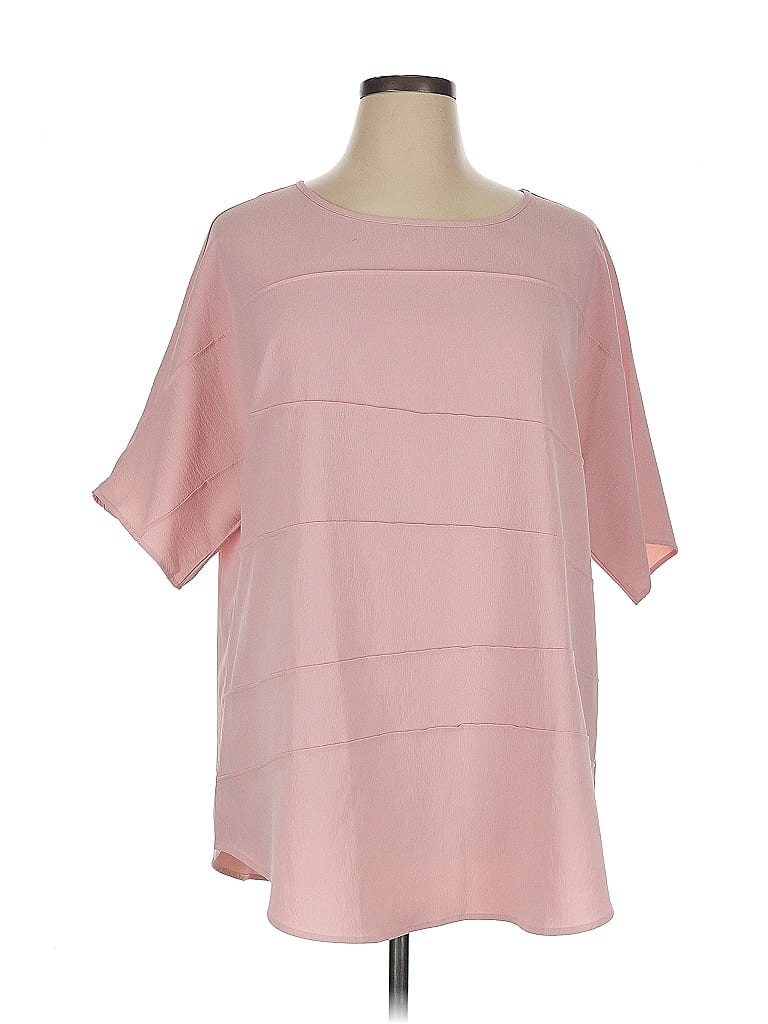 Shein Curve 100% Polyester Pink Short Sleeve T-Shirt Size 16 - 18% off ...