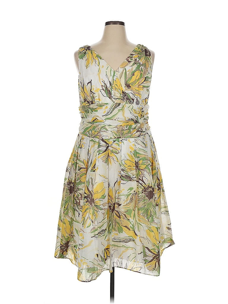 SL Fashions Tropical Yellow Cocktail Dress Size 16 - 75% off | ThredUp