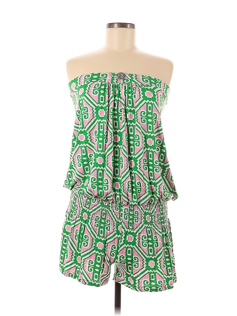 Macbeth Collection by Margaret Josephs Print Green Romper Size L - 53% ...