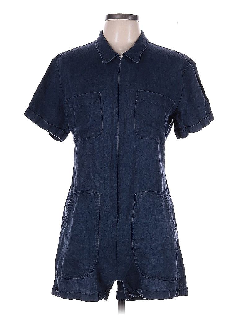 RIVET.UTILITY 100% Linen Blue Romper Size M - 77% off | ThredUp