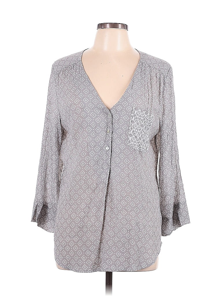 Fred David Gray 3/4 Sleeve Blouse Size L - 40% off | ThredUp