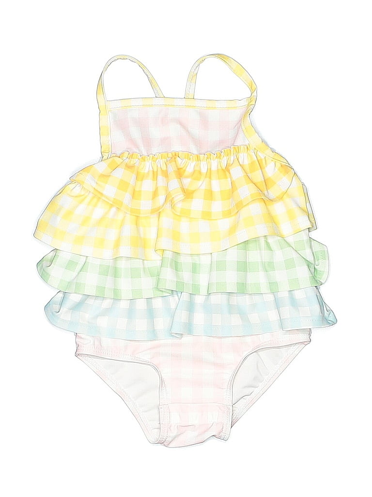 Mud Pie Checkered-gingham Yellow Pink One Piece Swimsuit Size 12-18 mo ...