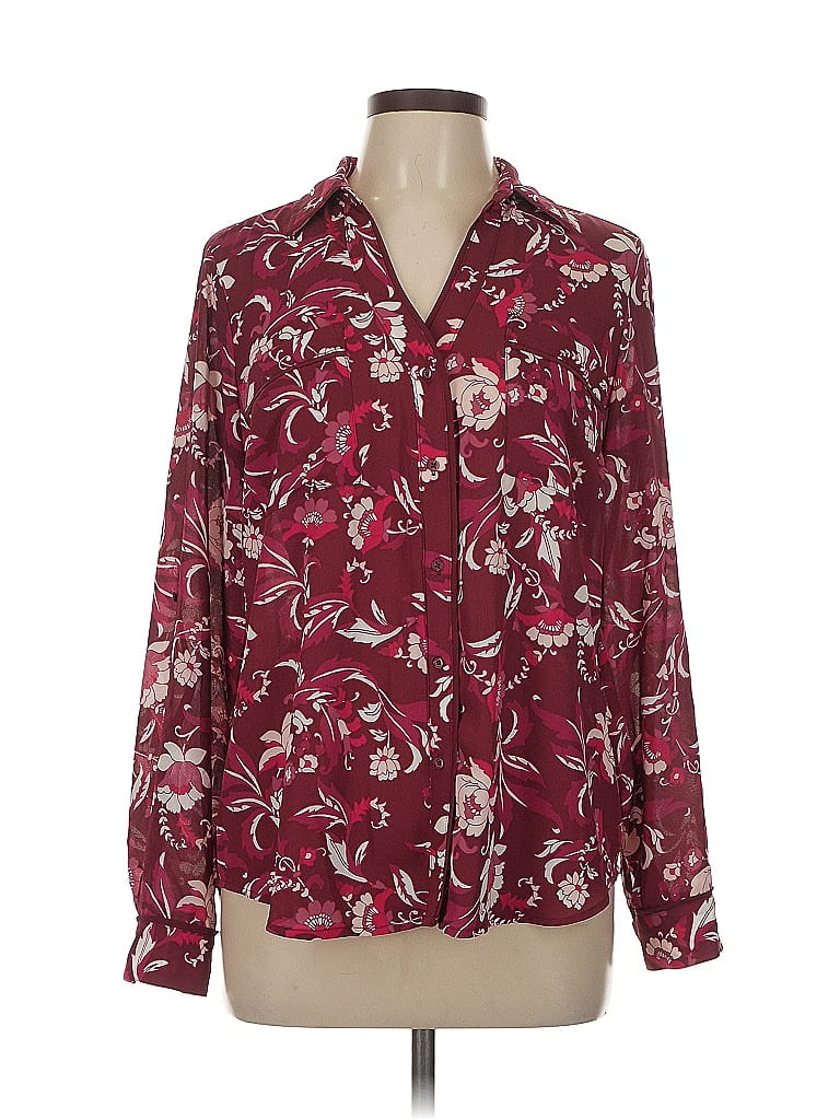 Candie's 100% Polyester Paisley Burgundy Long Sleeve Blouse Size L - 68% off | ThredUp