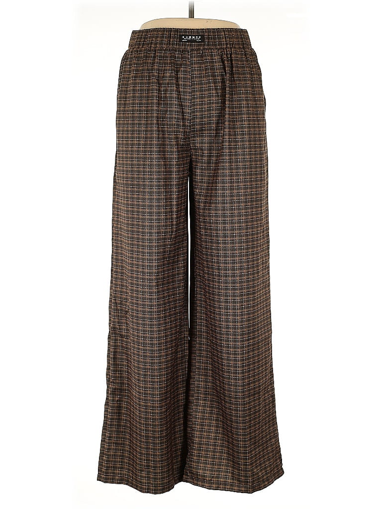 Assorted Brands 100% Polyester Plaid Brown Casual Pants Size L - 47% ...