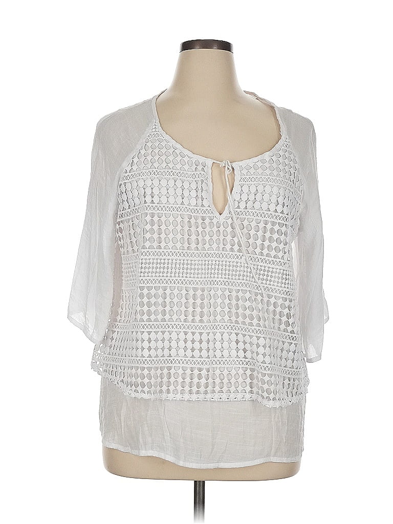 Unique Spectrum White 3/4 Sleeve Blouse Size 1X - 56% off | ThredUp