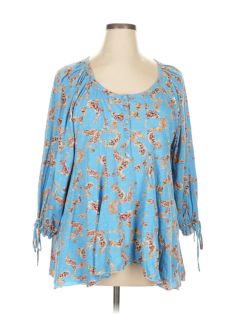 Cato Blue 3/4 Sleeve Blouse Size XL - 50% off | ThredUp