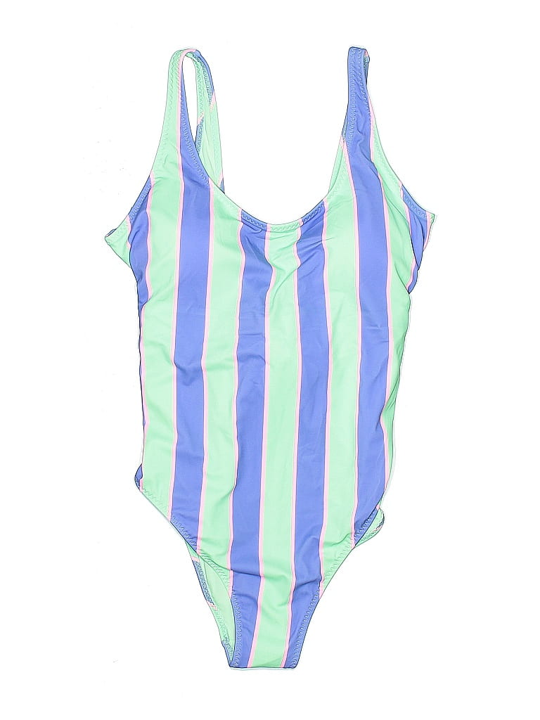 Fabletics Stripes Blue One Piece Swimsuit Size L - 57% off | ThredUp