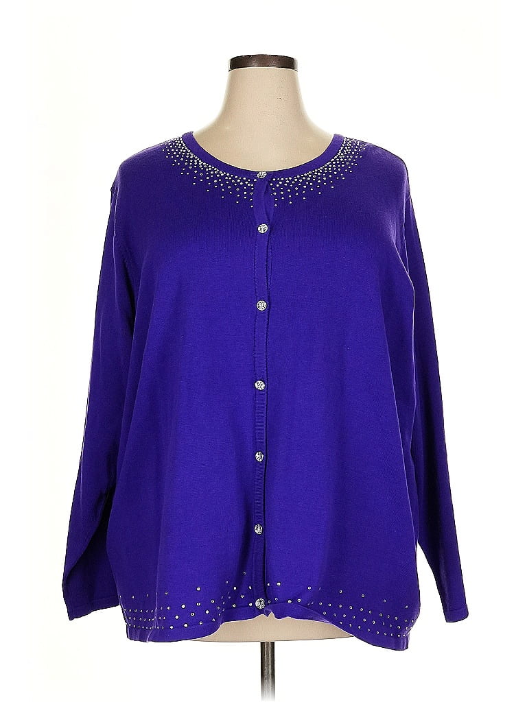 Quacker Factory Solid Purple Cardigan Size 3X - 62% off | ThredUp