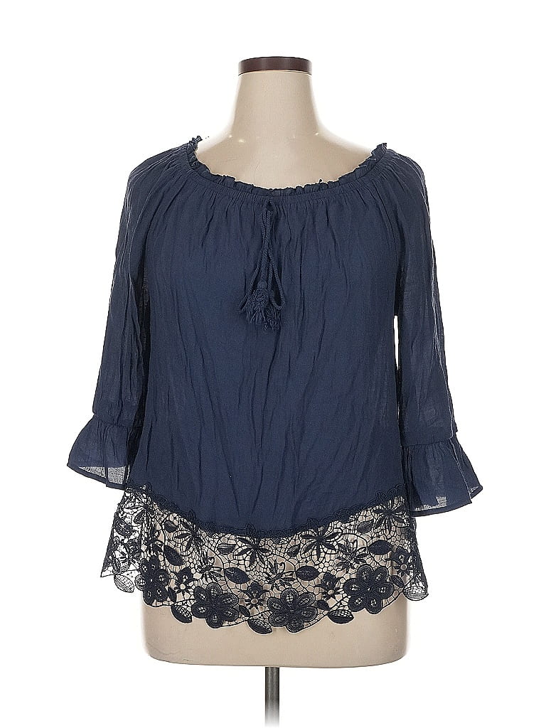 Unique Spectrum Blue Long Sleeve Blouse Size 1X - 43% off | ThredUp