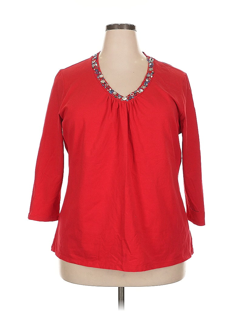 Ruby Rd. Red 3/4 Sleeve T-Shirt Size 1X - 53% off | ThredUp