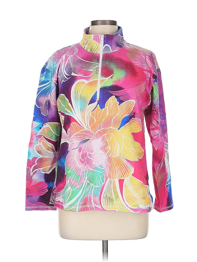 T by Talbots Print Purple Pink Track Jacket Size L - 68% off | ThredUp
